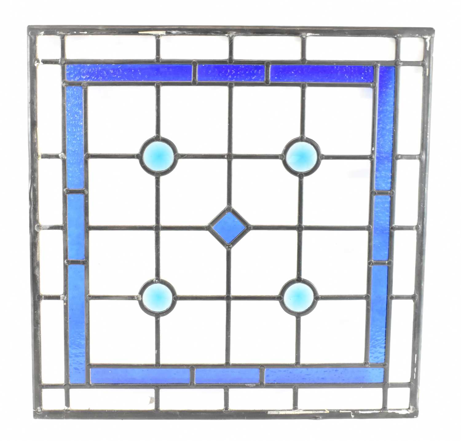 Lot 566 - A stained leaded glass panel, 60 x 60cm.