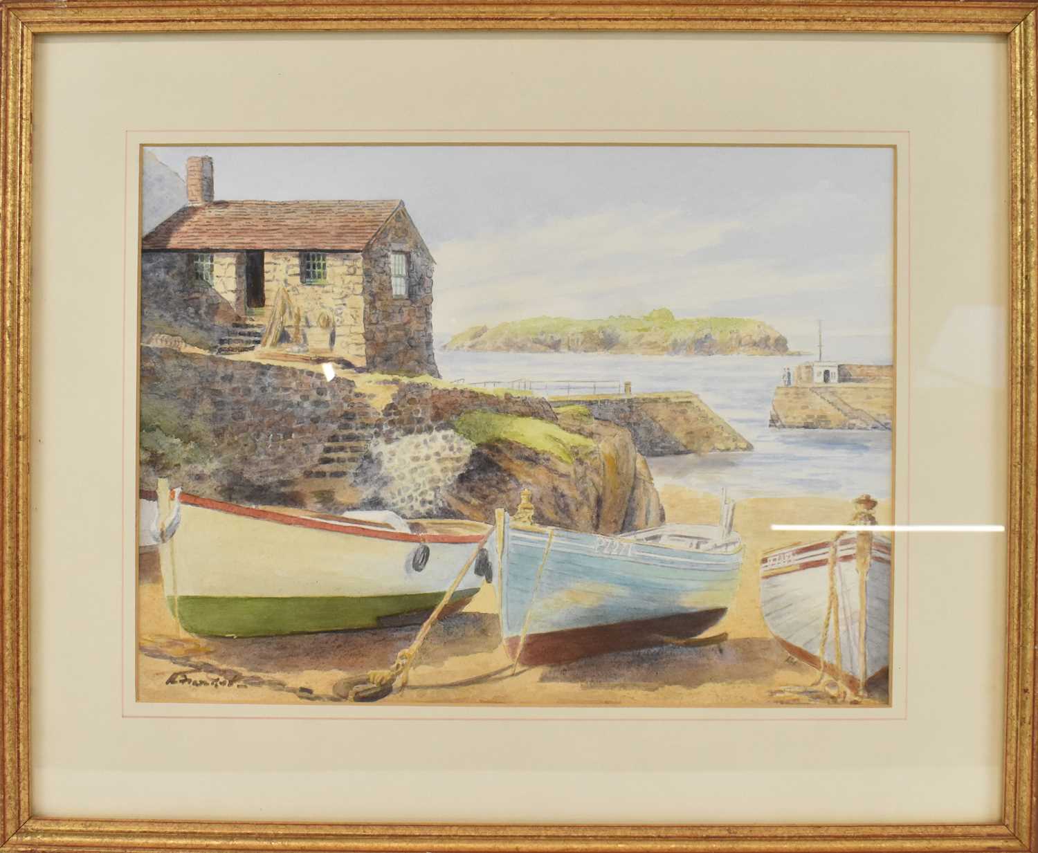 Lot 295 - ALBERT FRANKEL; watercolour, coastal scene,