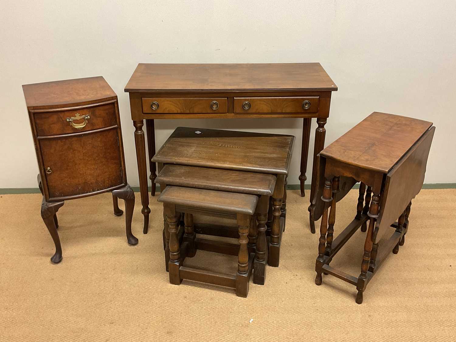 Lot 542 - A reproduction console table, width 86cm,