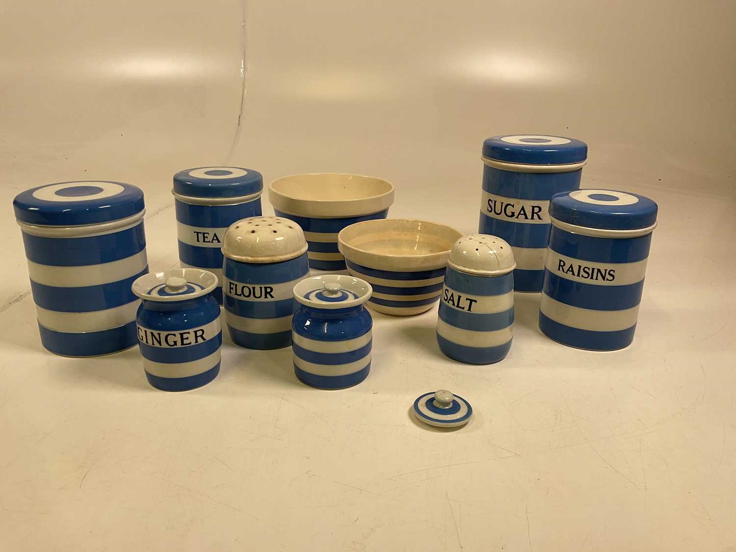 Lot 200 - T. G. GREEN; Cornishware storage jars,