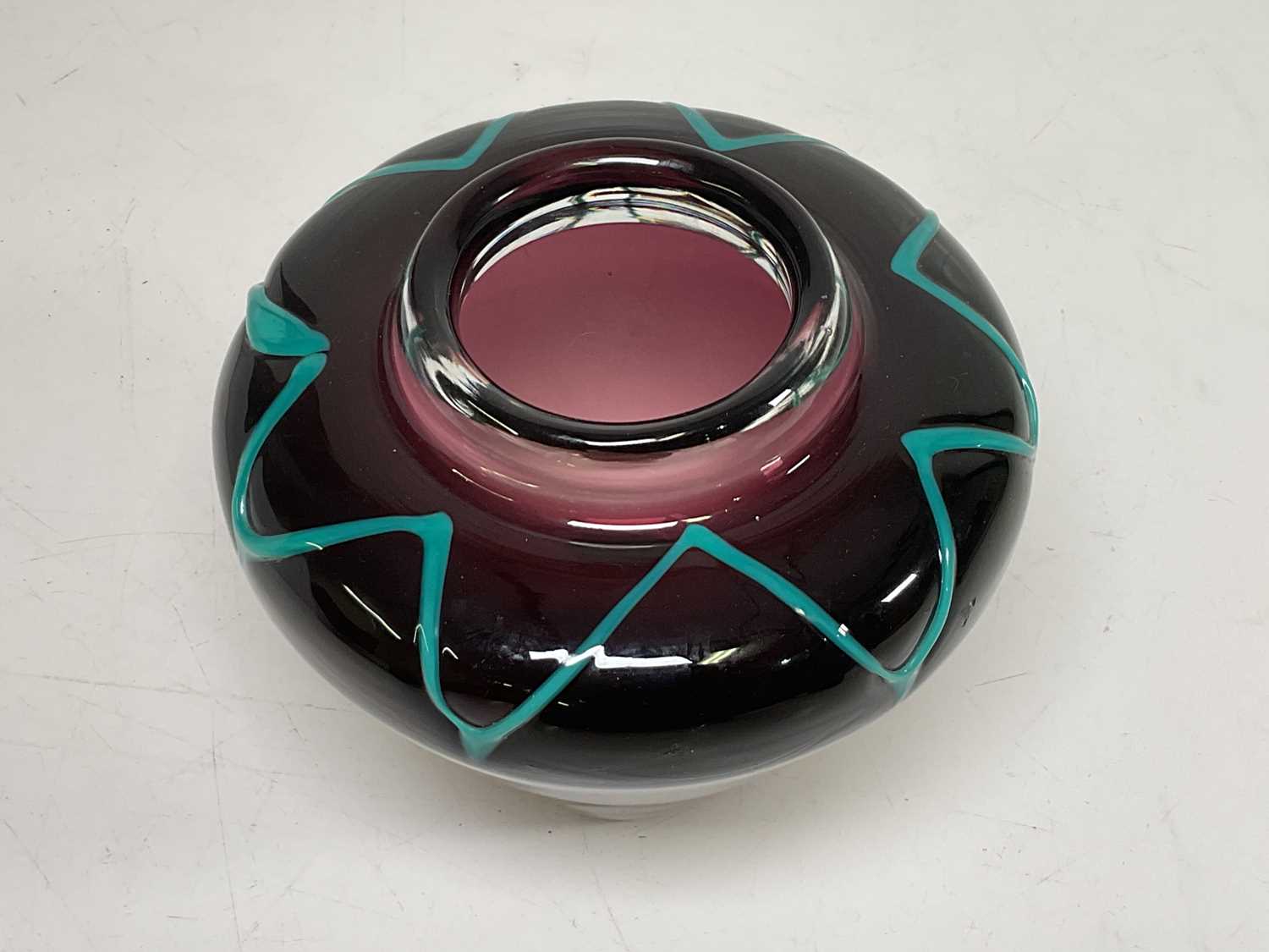 Lot 247 - TONY KUEPFER; a purple art glass vase,