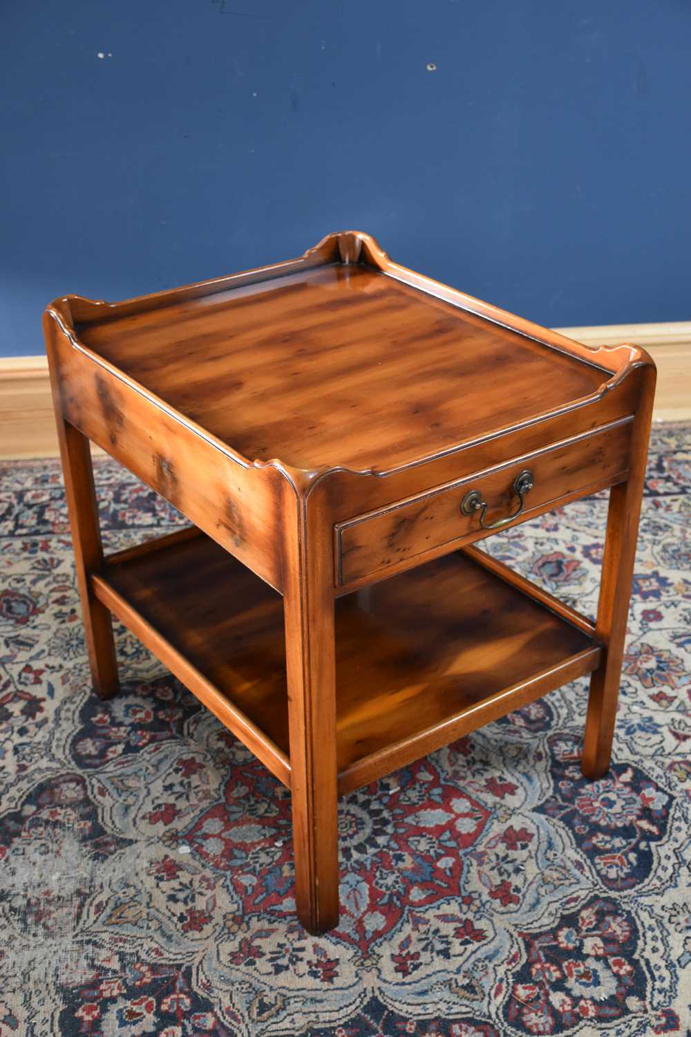 Lot 118 - RACKSTRAW; a reproduction yew wood two tier