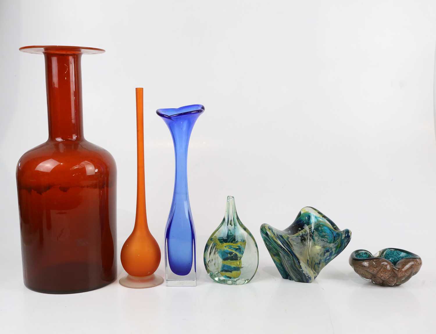 Lot 2176 - AFTER OTTO BRAUER; a large orange glass