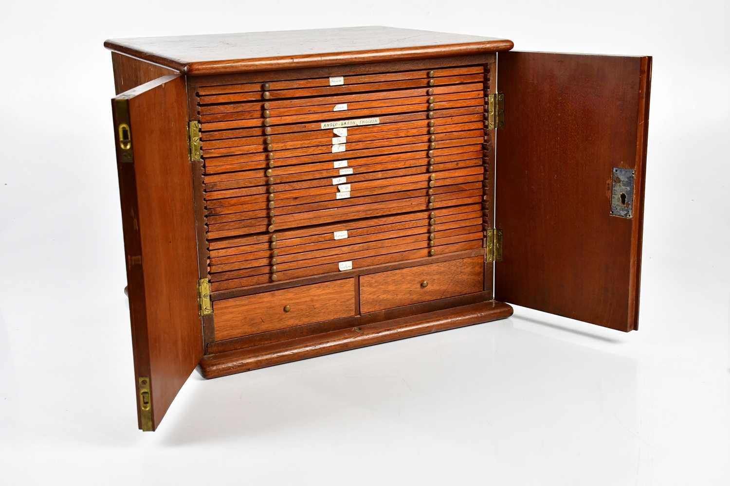 Lot 1174 - A mahogany twin door specimen coin cabinet