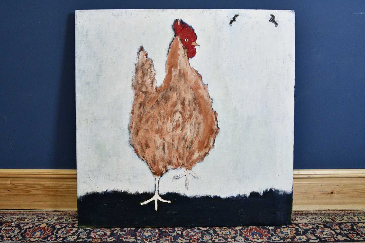 Lot 1565 - JACOB SUTTON; oil on canvas, chicken,