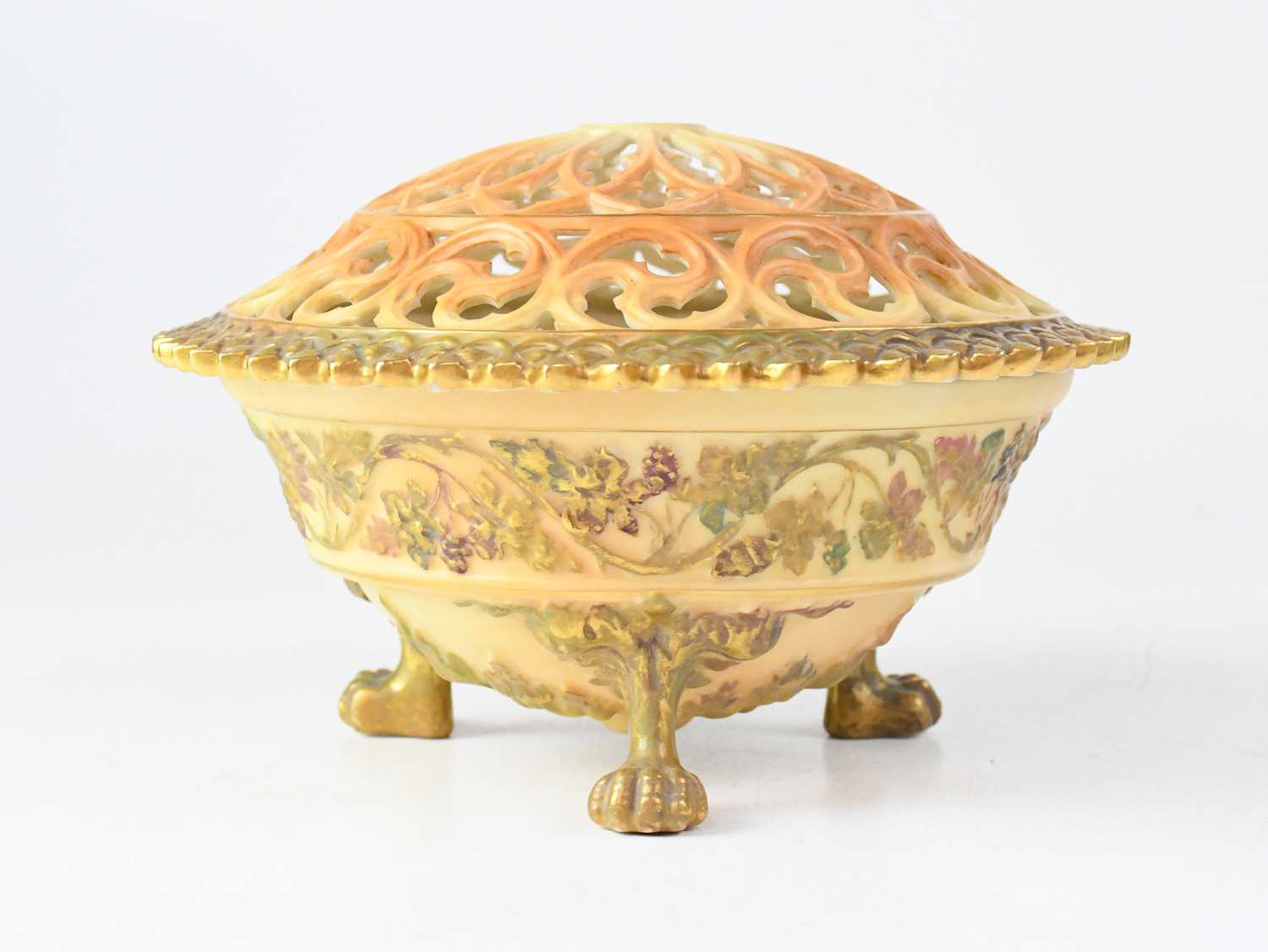 Lot 288 - ROYAL WORCESTER; a blush ware pot-pourri and