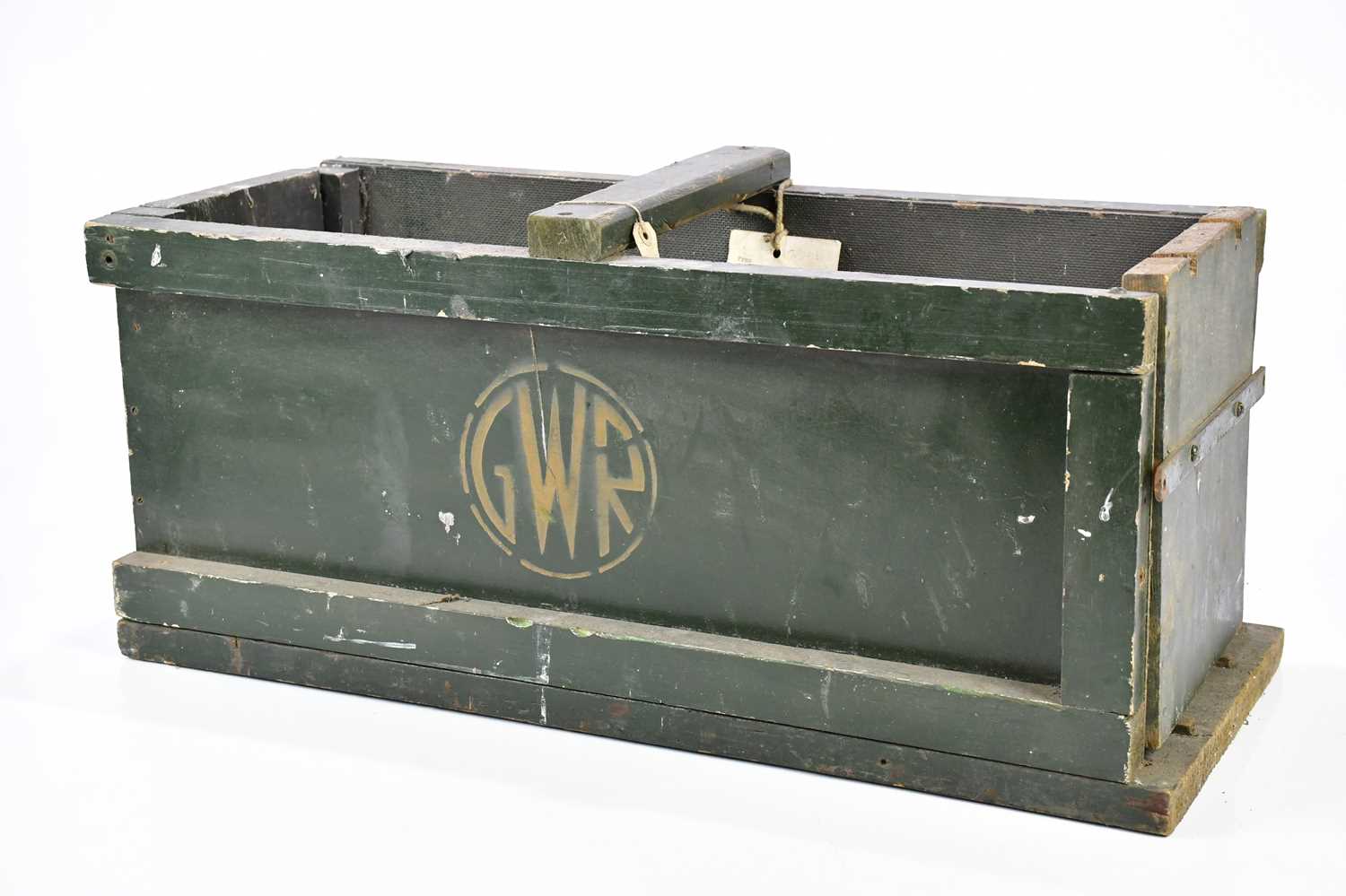 Lot 1074 - GWR; a green painted wooden carrying box,
