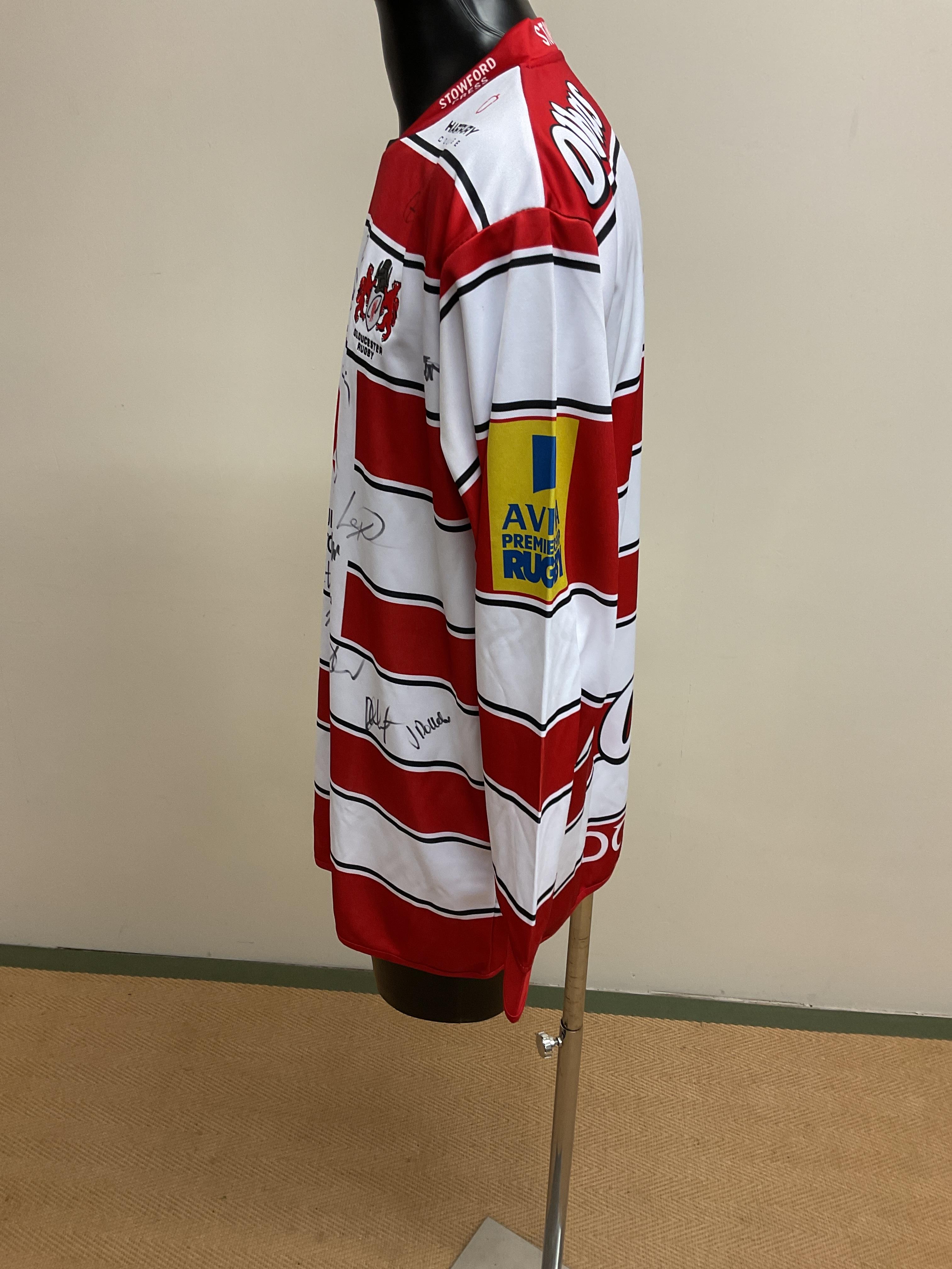 Lot 56 - GLOUCESTER RUGBY CLUB; a multi-signed shirt