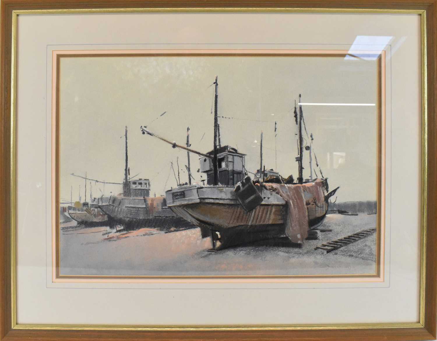 Lot 249 - DEREK WILLIAMS (1932-2009); pastel, beached