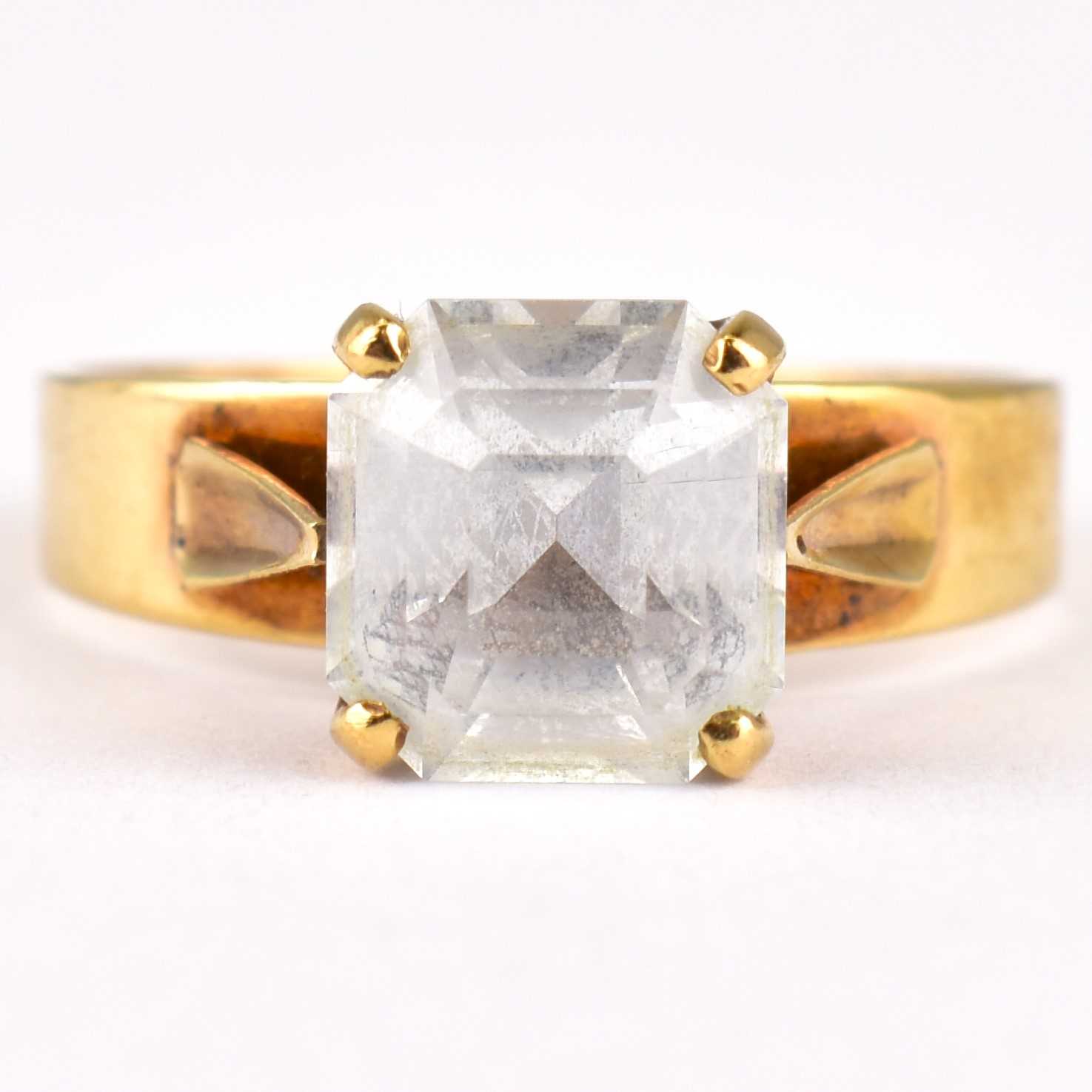 Lot 766 - A 9ct gold single white stone set dress ring,