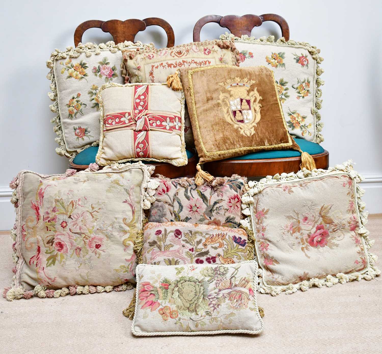 Lot 1408 - CHELSEA TEXTILES; eight tapestry cushions
