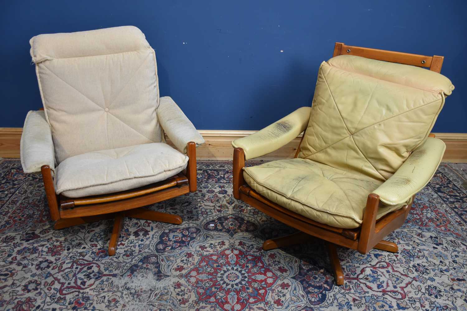 Lot 308 - LIED MOBLER; a pair of Norwegian teak framed