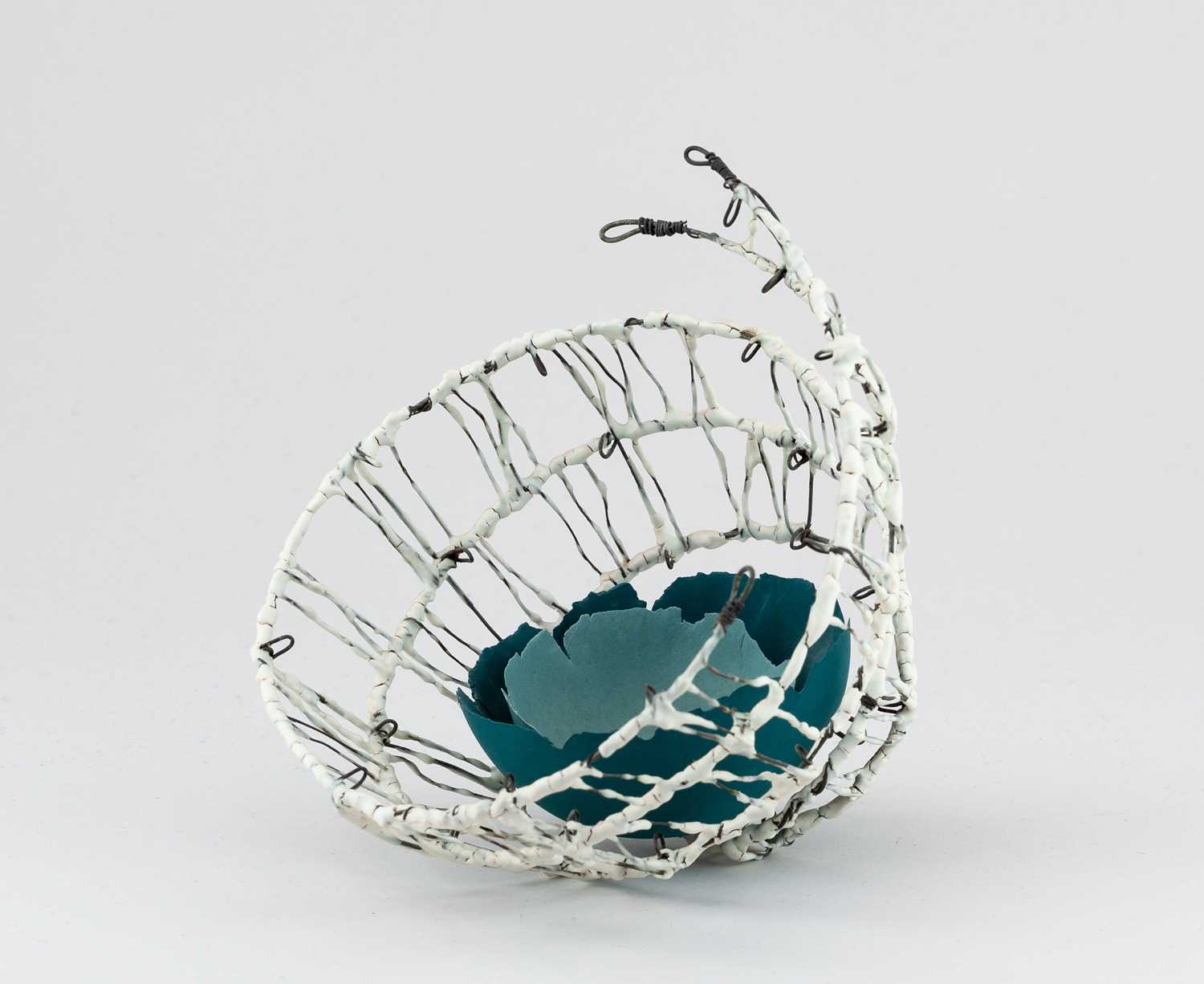 Lot 368 - LESLEY RISBY; a basket form made of nichrome