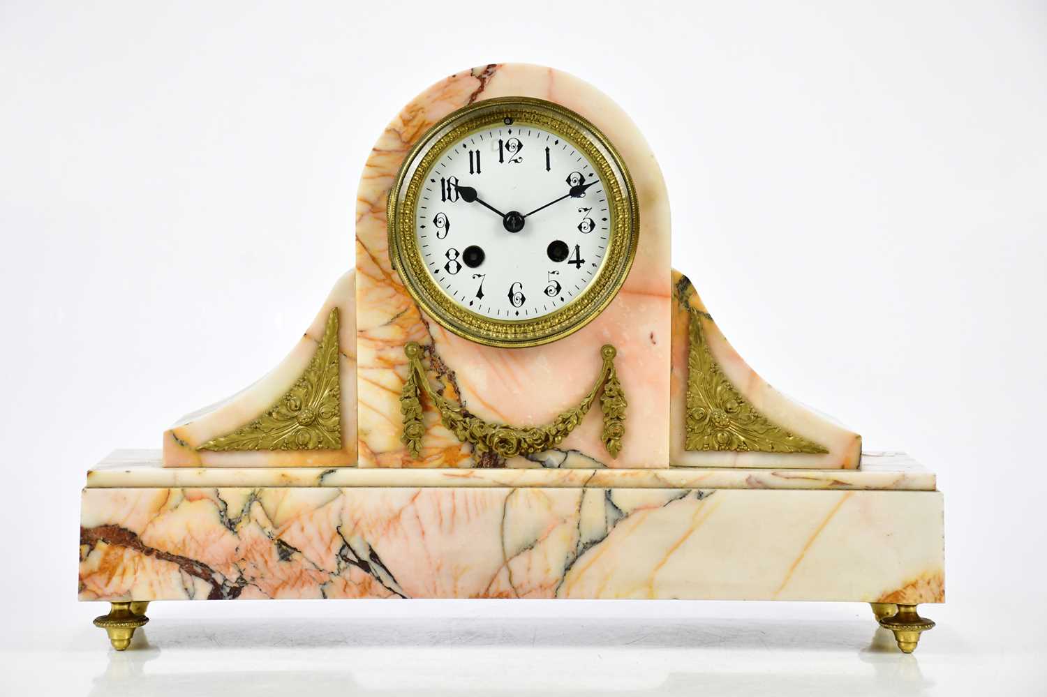 Lot 2112 - A 19th century French marble mantel clock,