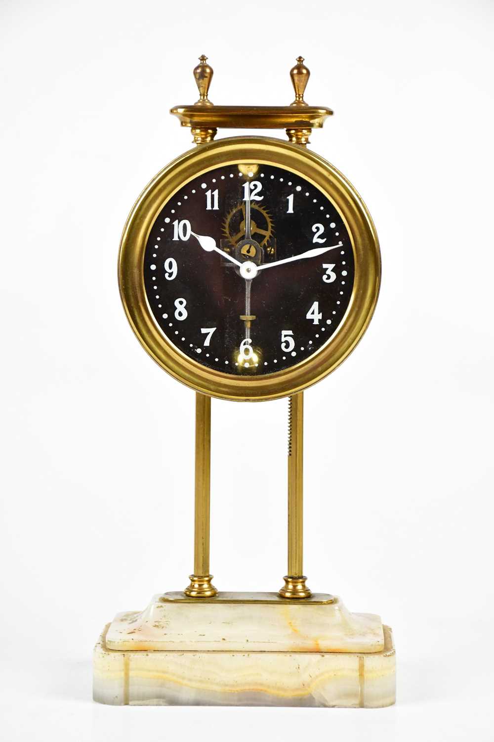 Lot 2113 - An early 20th century brass gravity clock,