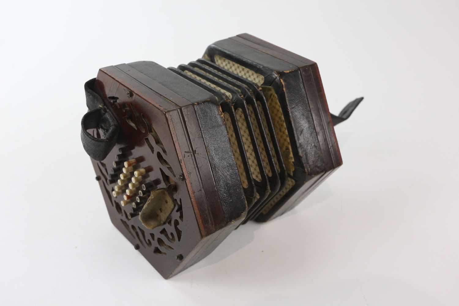 Lot 1109 - LACHENAL; a 48-key concertina with stained