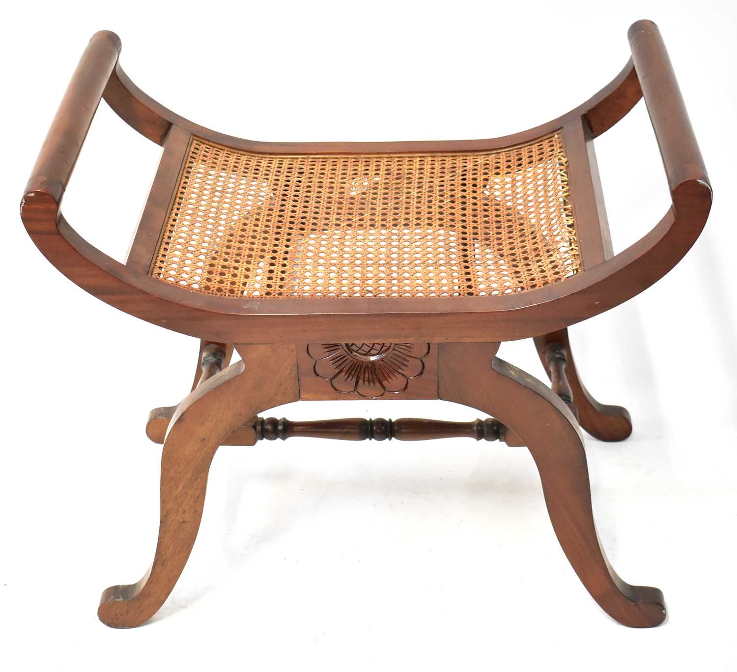 Lot 46 - A Savonarola stool with bergère seat, 61.5 x