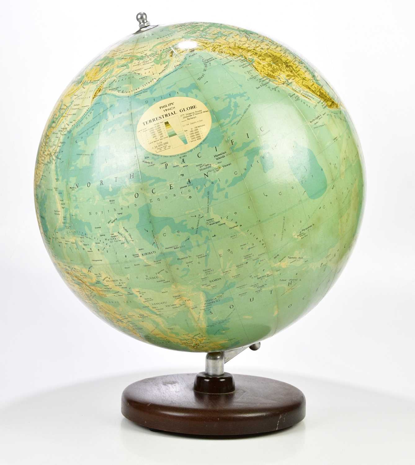 Lot 1491 - PHILIPS; a 19inch terrestrial globe on