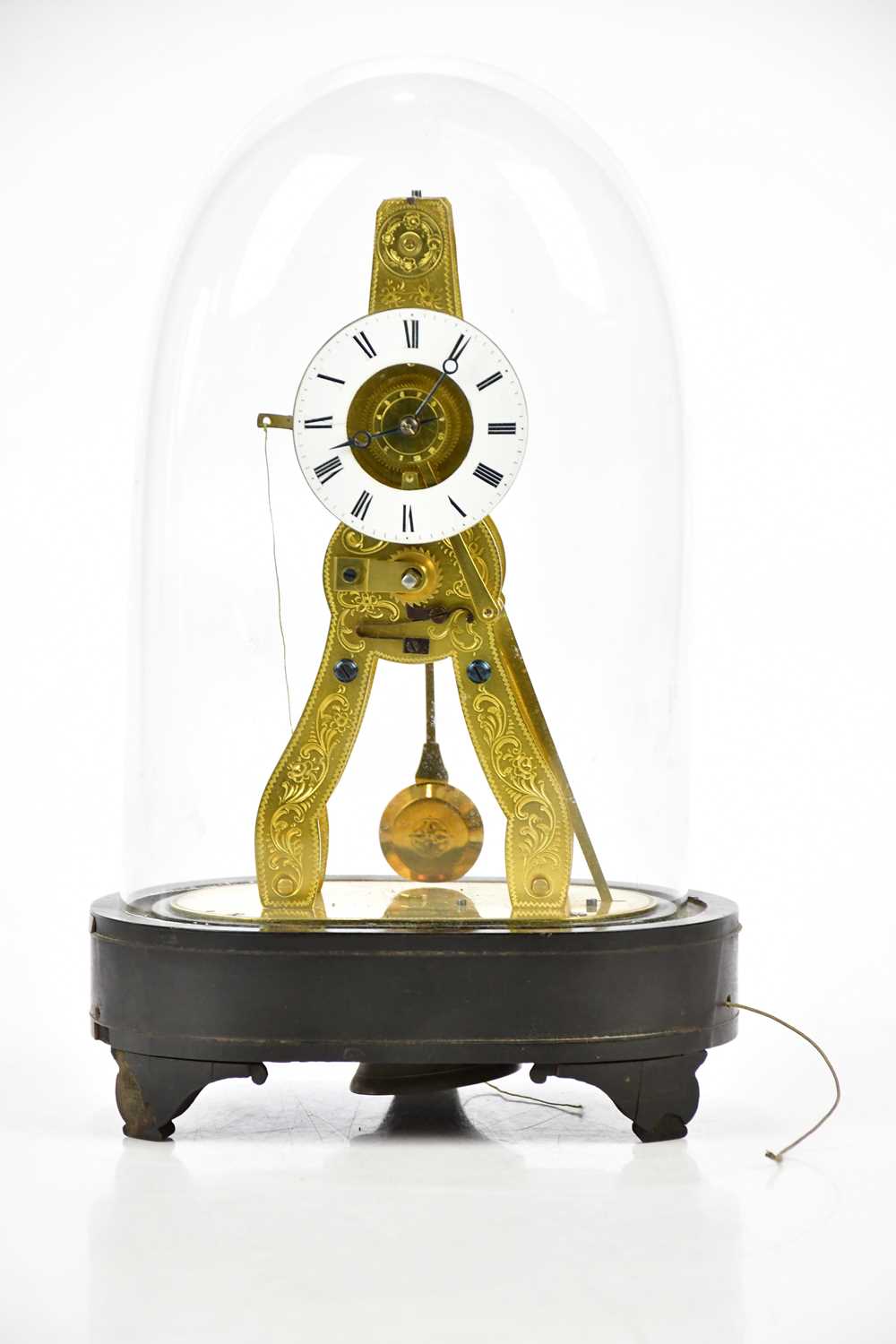 Lot 2084 - A 19th century French skeleton alarm clock,