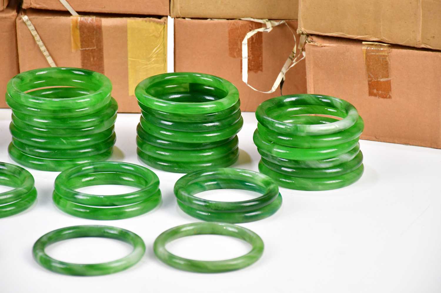 Lot 1273 - An extensive collection of jadeite bangles.