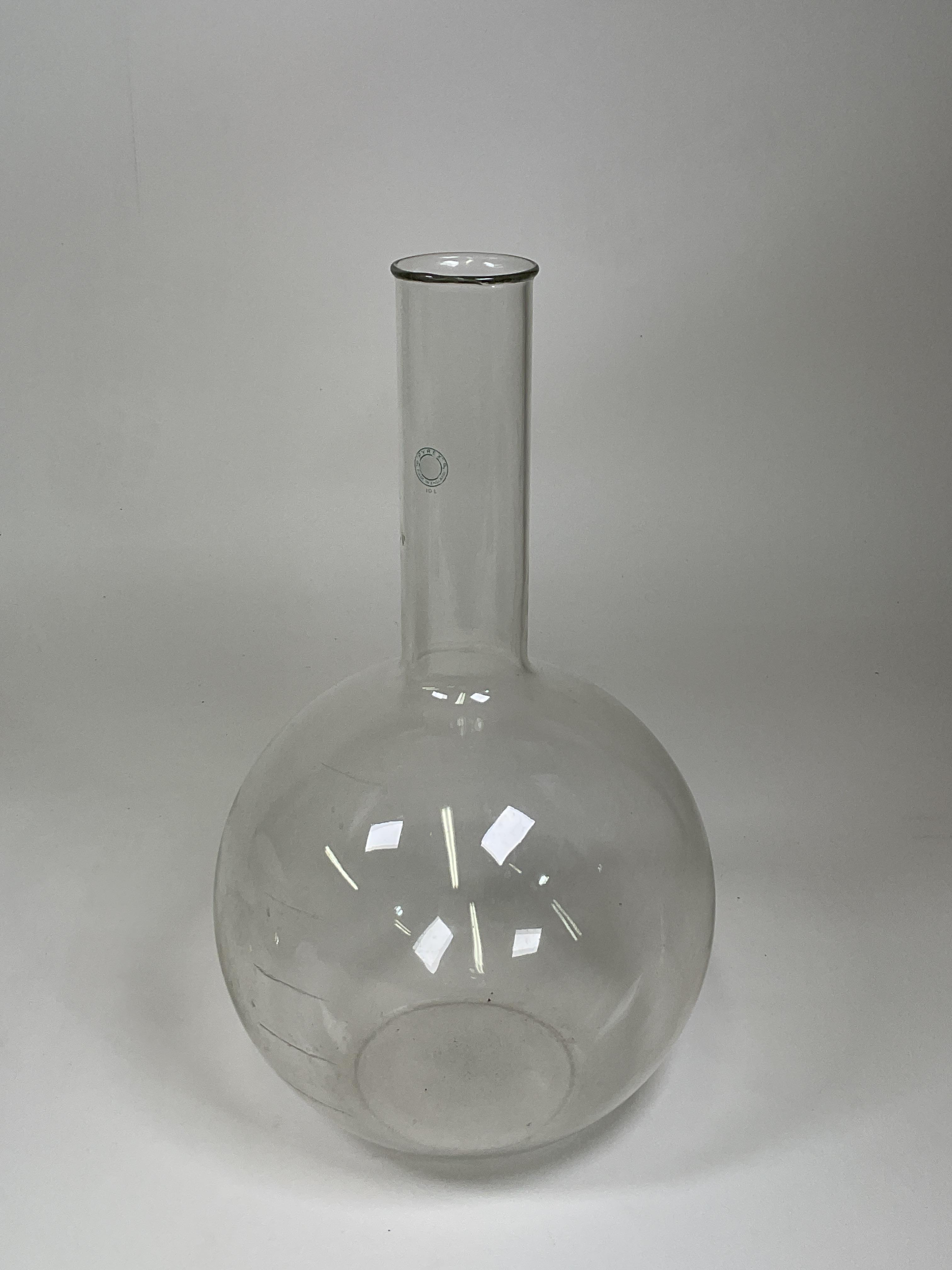 Lot 37 - A large ten litre Pyrex round bottom flask,