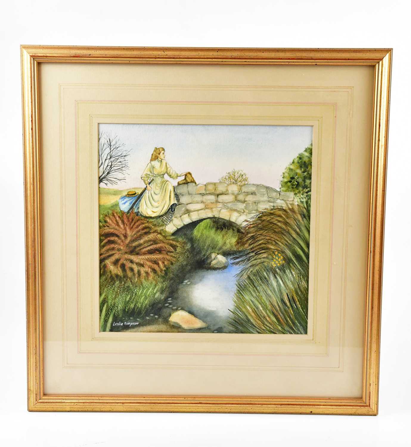 Lot 2464 - LESLIE SIMPSON; watercolour, maiden sitting