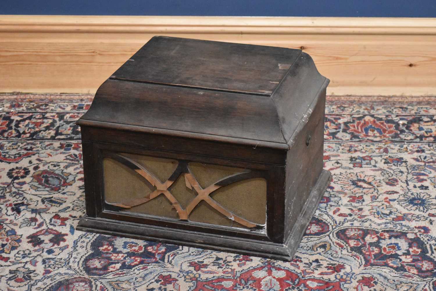 Lot 1158 - HIS MASTER'S VOICE; an oak cased gramophone,