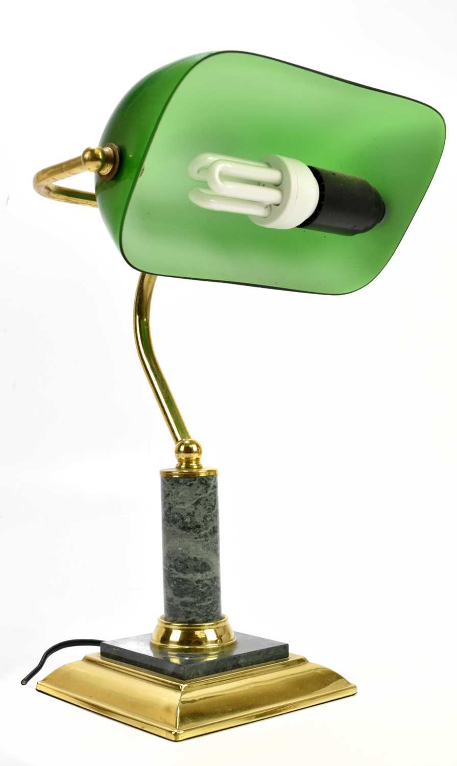 Lot 2681 - A modern brass marble effect desk lamp with
