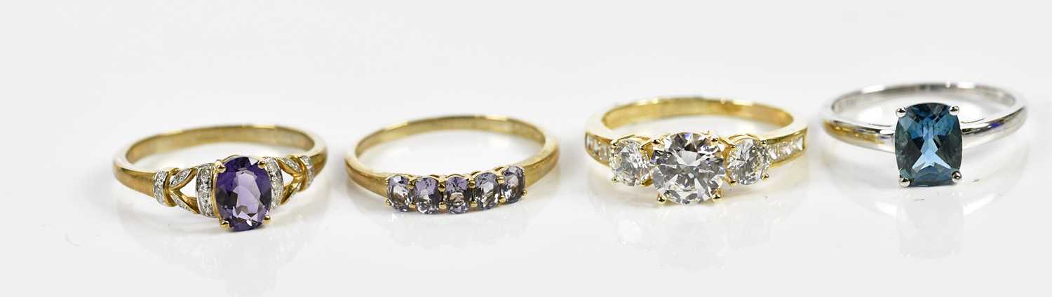 Lot 247 - Three 9ct yellow gold modern dress rings and