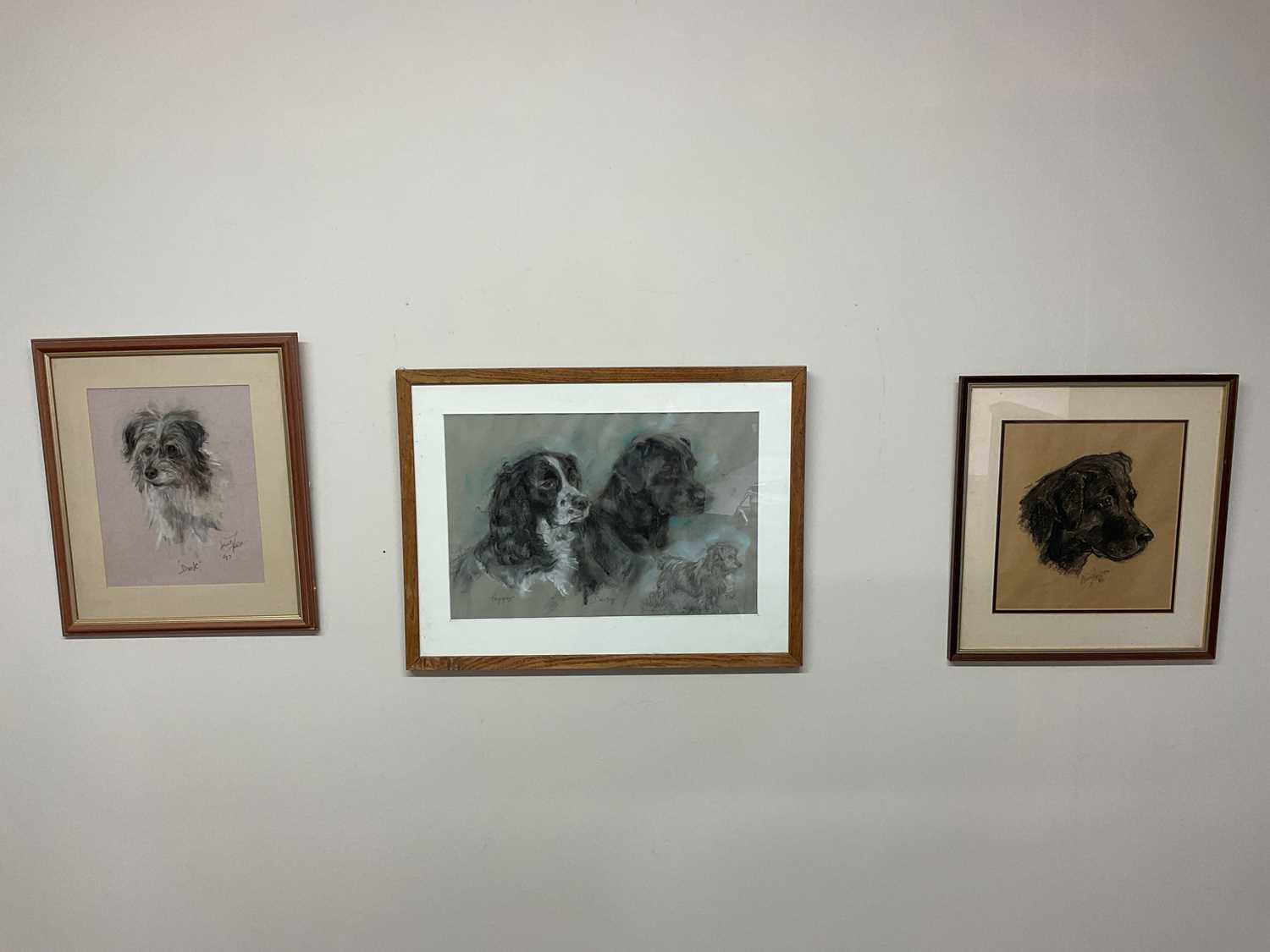 Lot 322 - ANNA FRASER; three pastel studies of dogs,