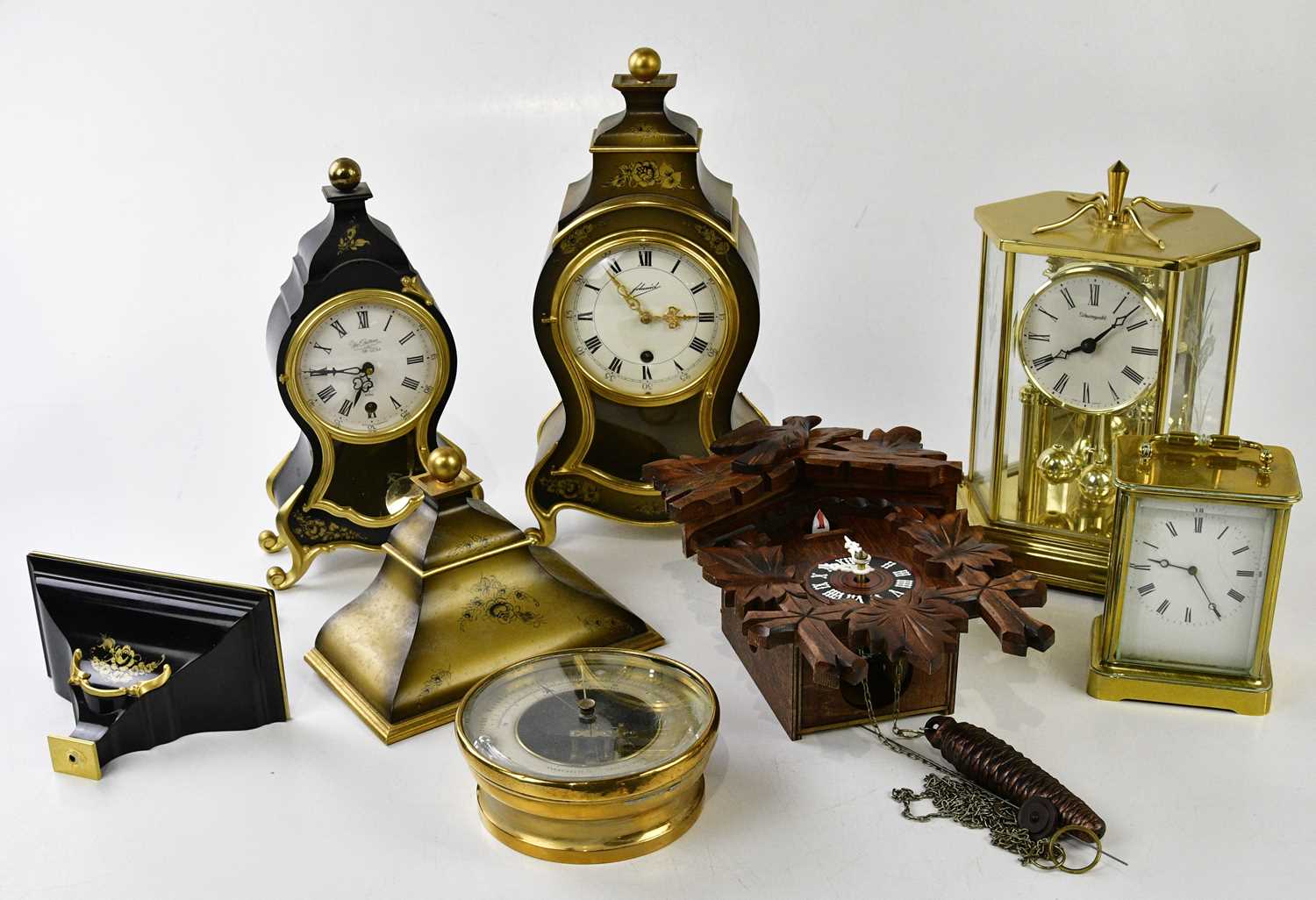 Lot 2146 - A collection of six modern clocks, to