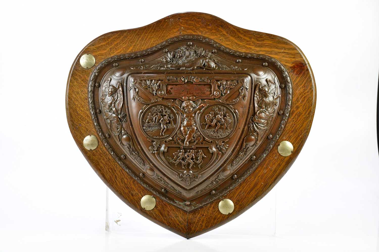 Lot 2397 - ELKINGTON & CO; a bronzed metal shield