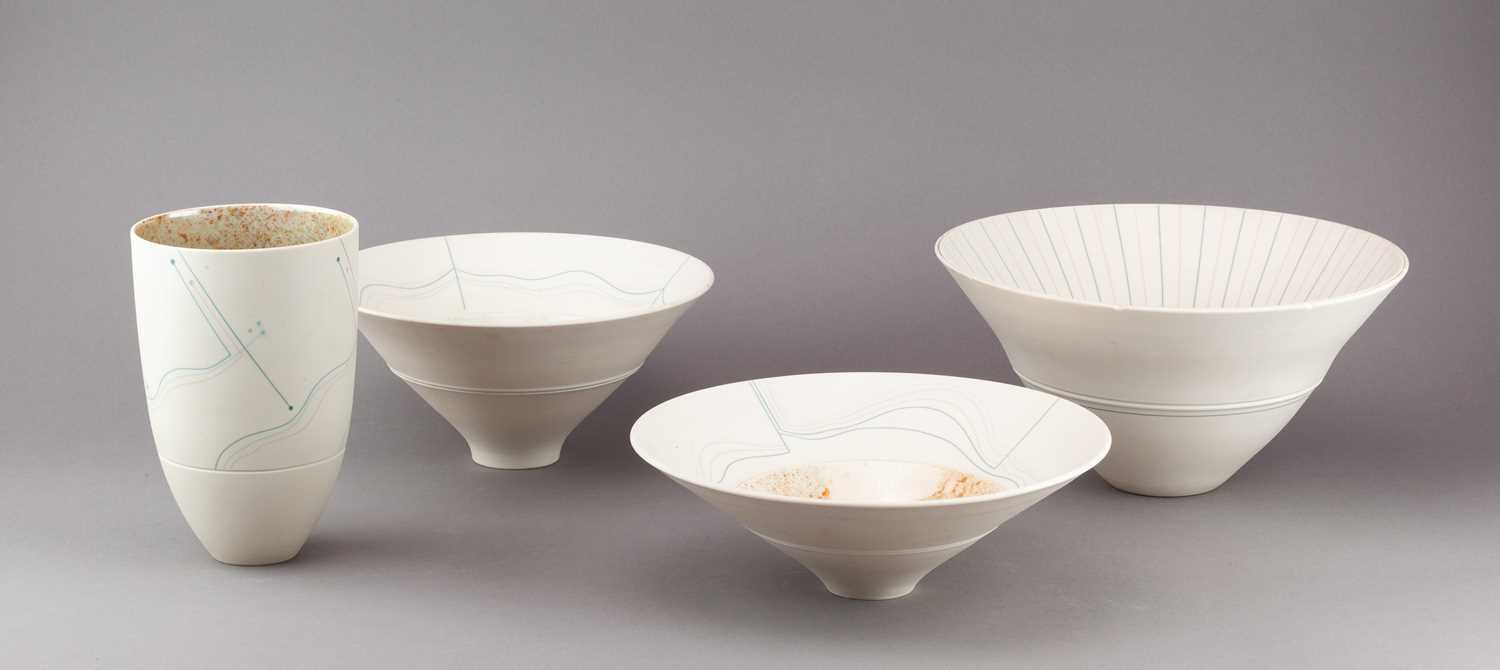 Lot 369 - LESLIE RUCINSKI (born 1951); three porcelain
