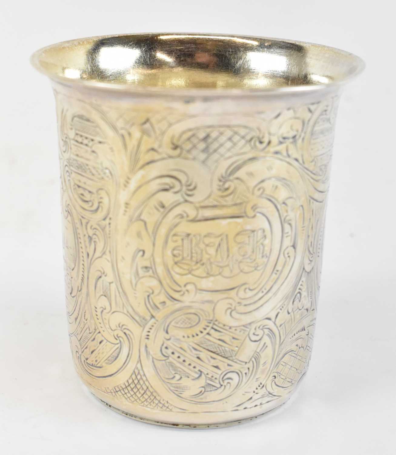Lot 626 - A Russian 84 grade silver beaker, diameter 8.