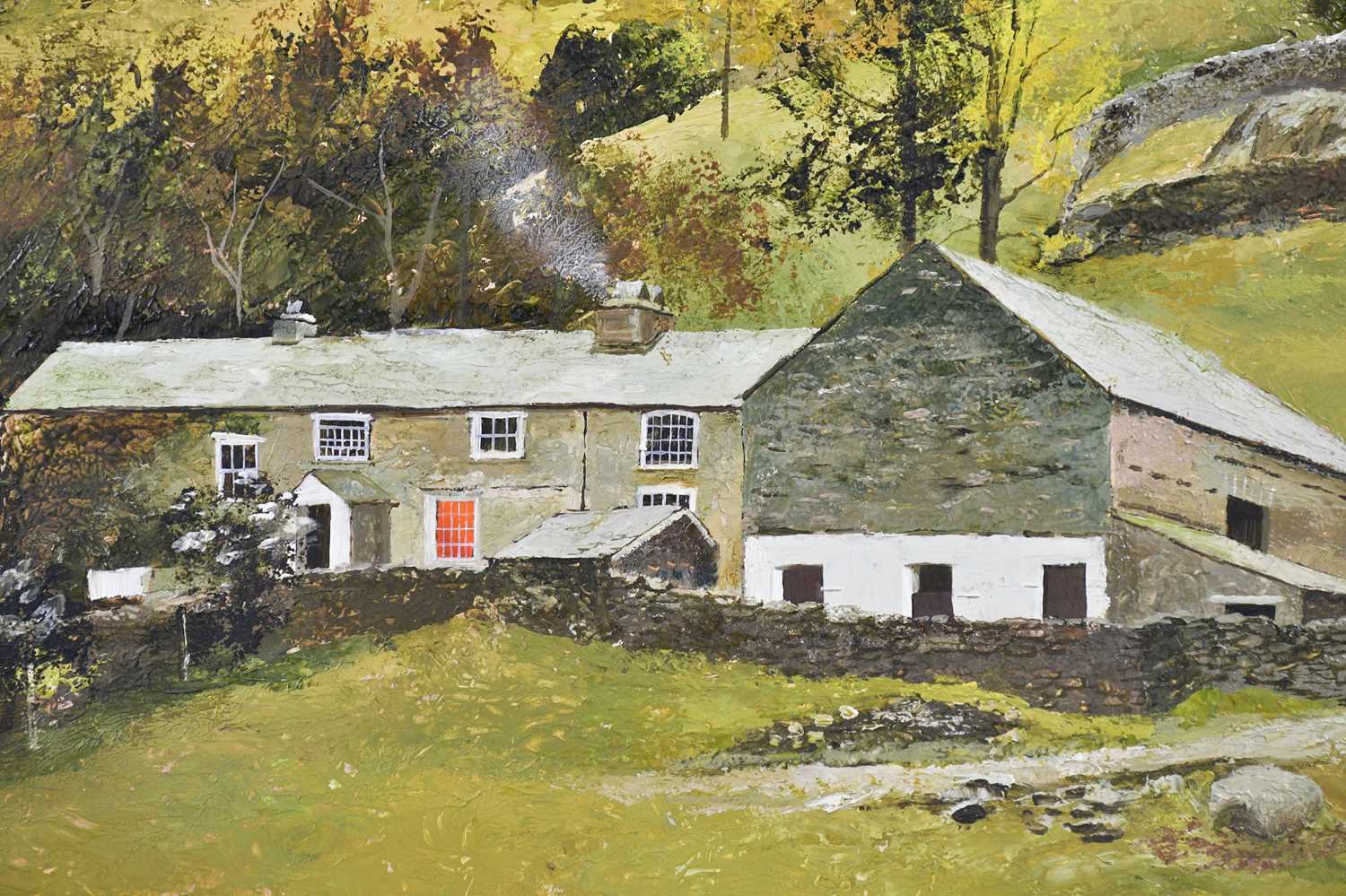 Lot 289 - PAT CLEARY; oil on board, 'Sad Ghyll Farm,
