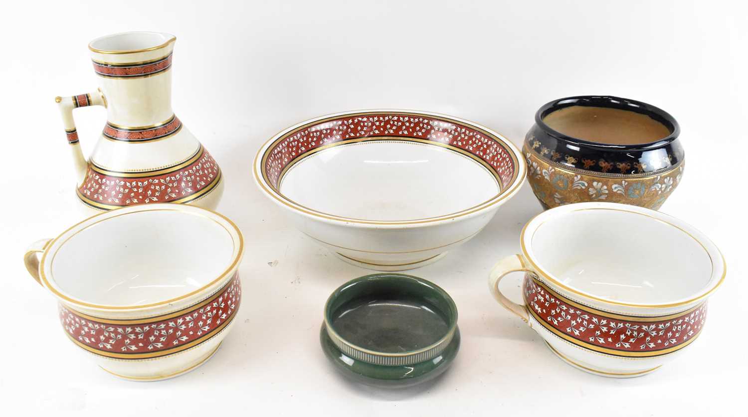 Lot 581 - MINTON; a wash bowl and jug set, with two