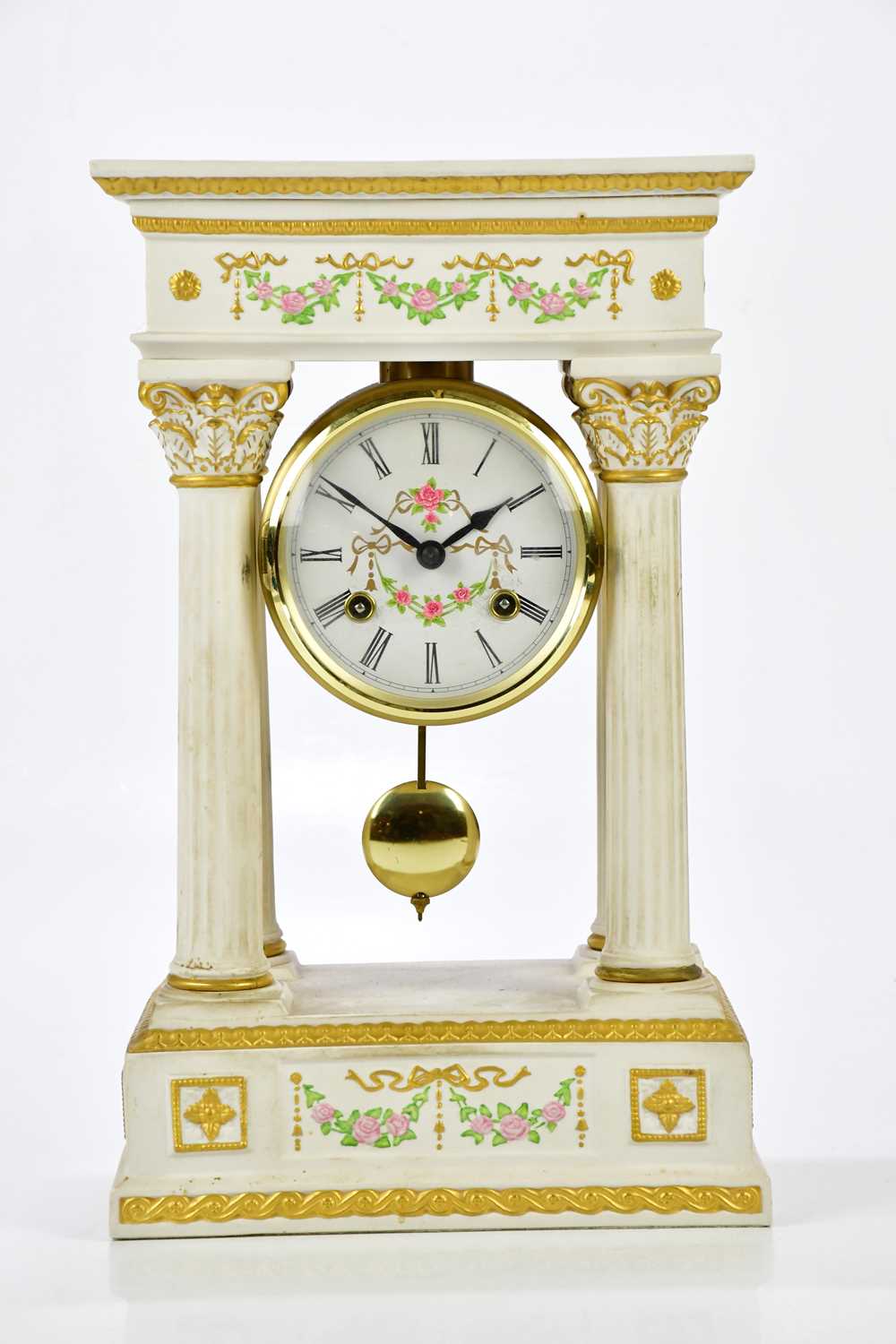 Lot 2150 - A reproduction ceramic mantel clock after