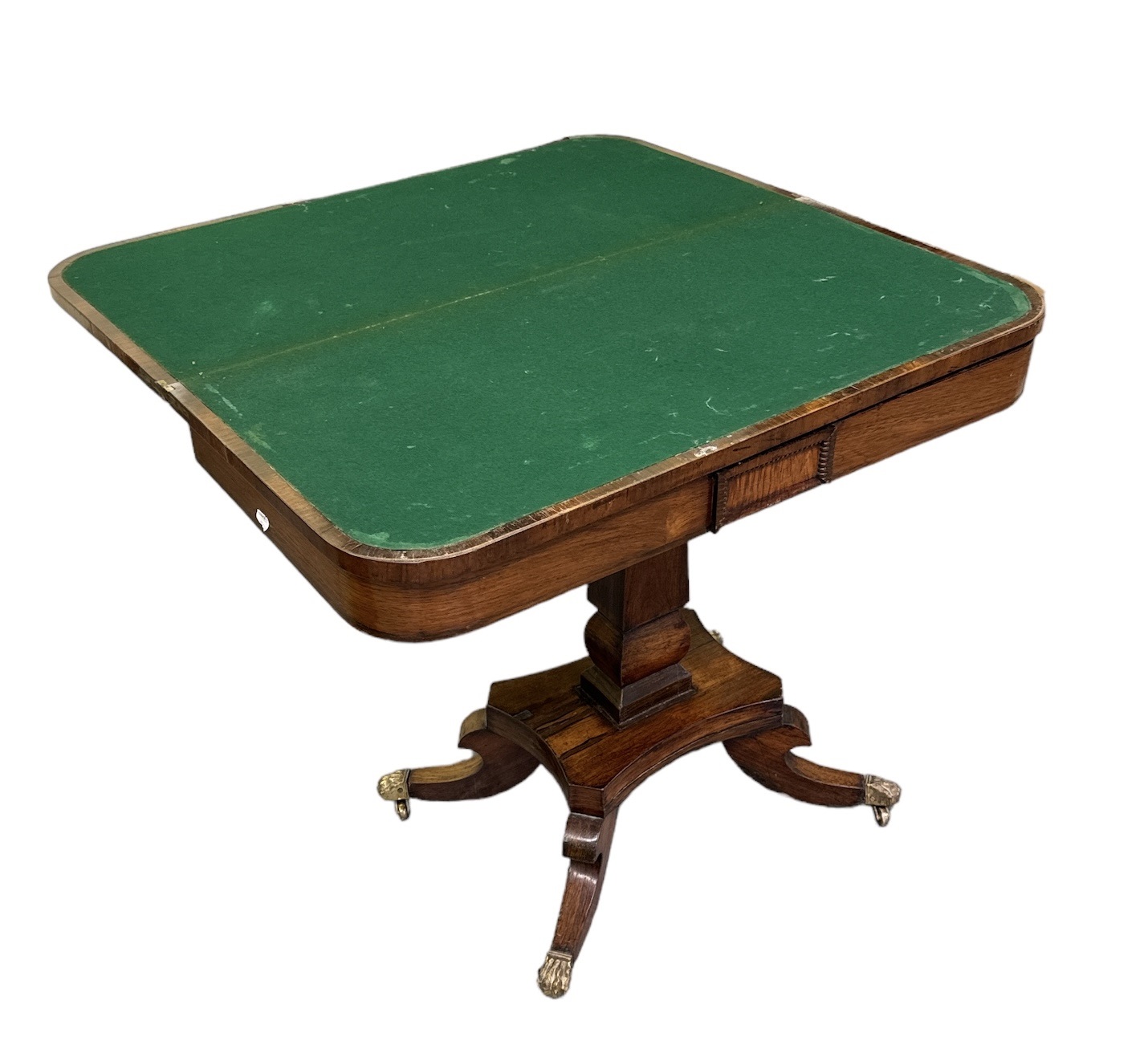 Lot 47 - A Regency rosewood card table with D-shaped