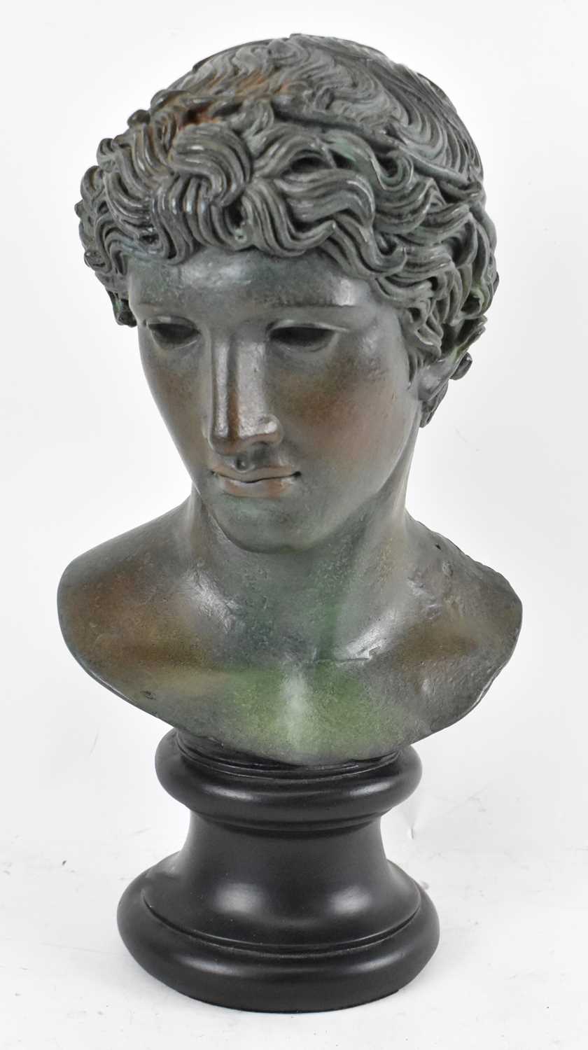Lot 566 - A modern resin bust of a classical figure,