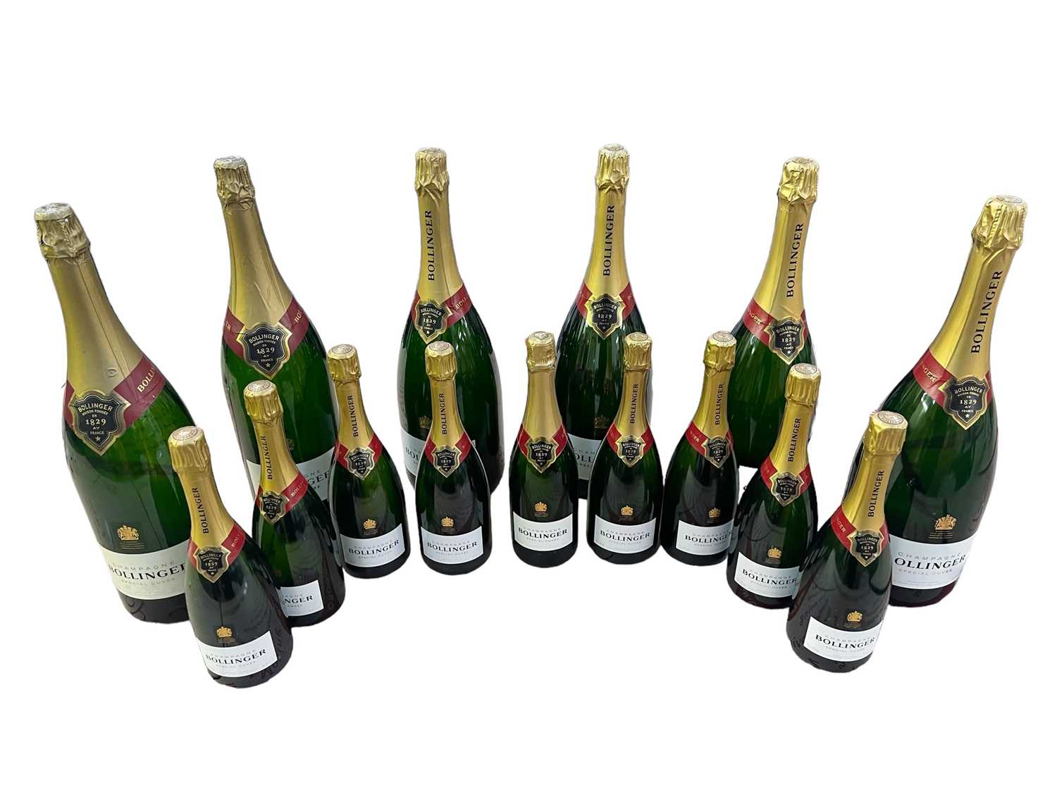 Lot 326 - CHAMPAGNE; a group of six empty Bollinger