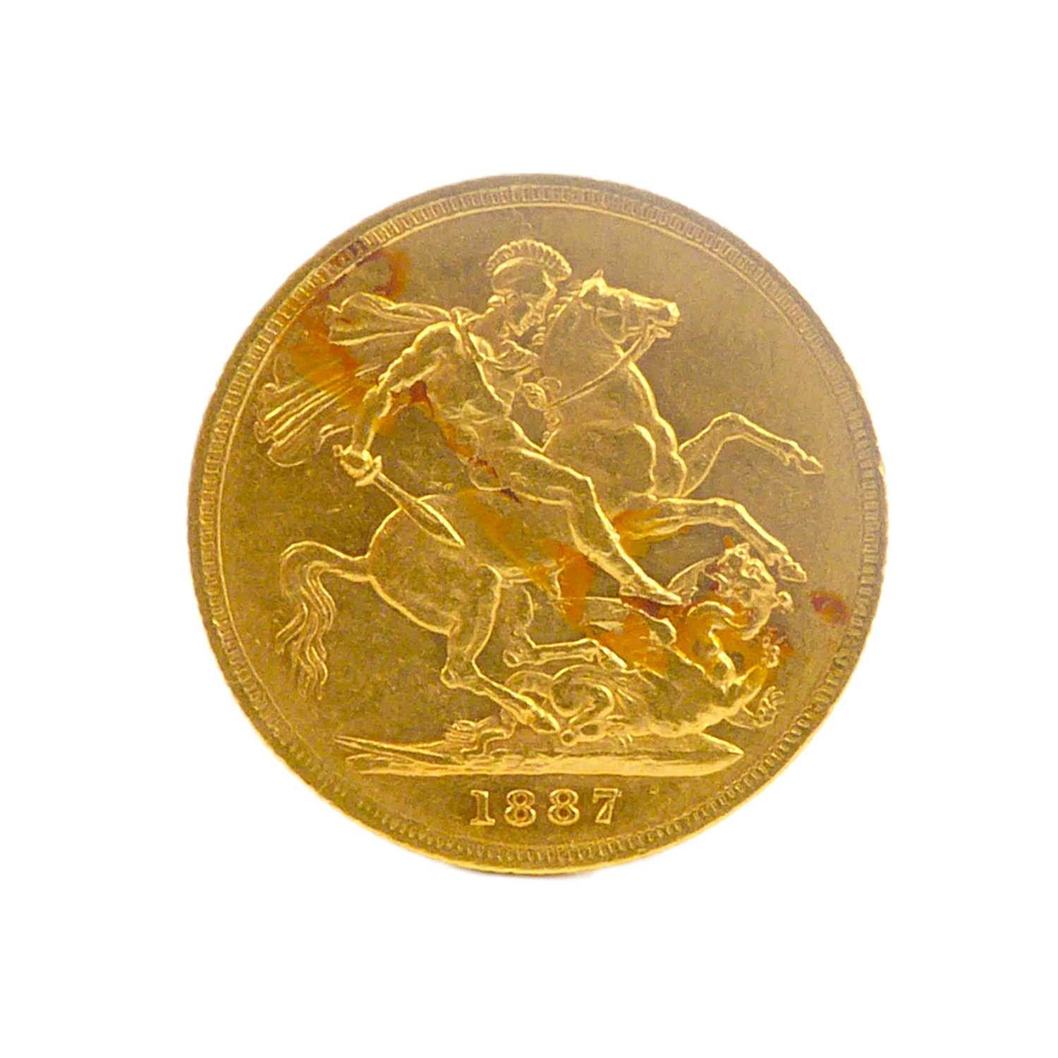 Lot 606 - A Victorian full sovereign, 1887, young head,