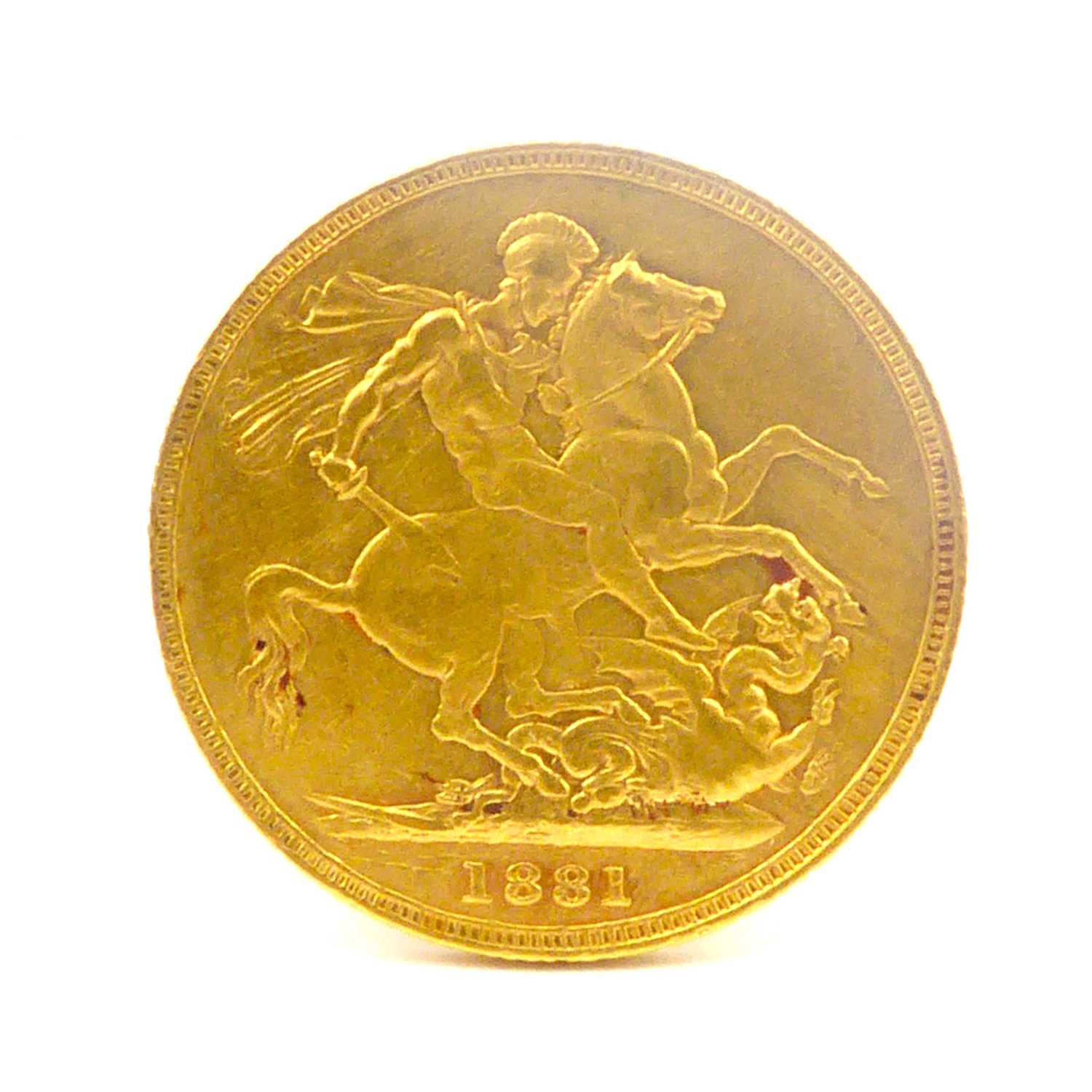 Lot 605 - A Victorian full sovereign, 1881, young head,