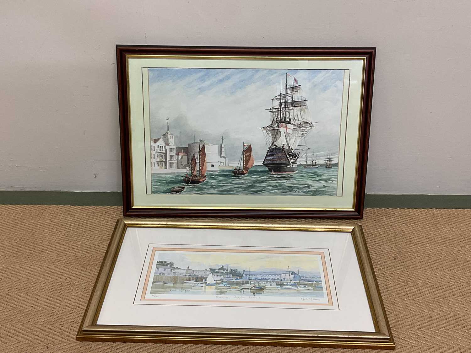 Lot 1558 - REX HUNTER; watercolour, masted vessel