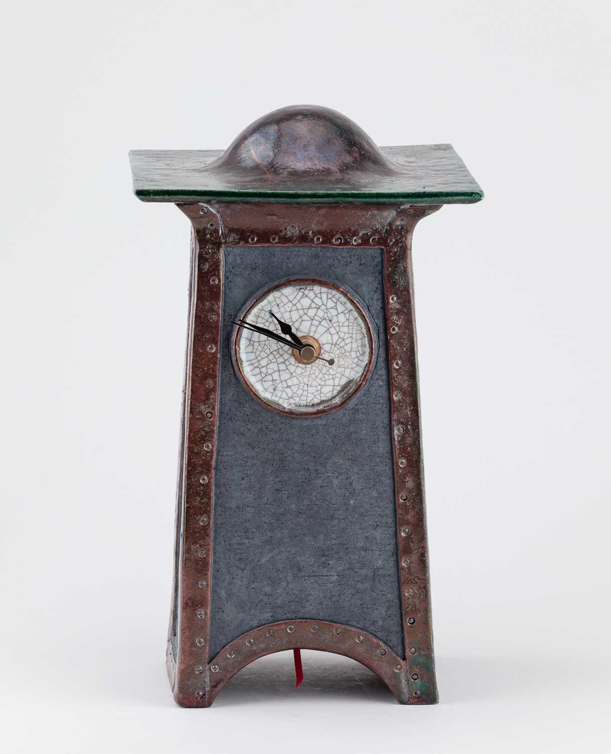 Lot 231 - IAN ROBERTS; a raku clock partially covered