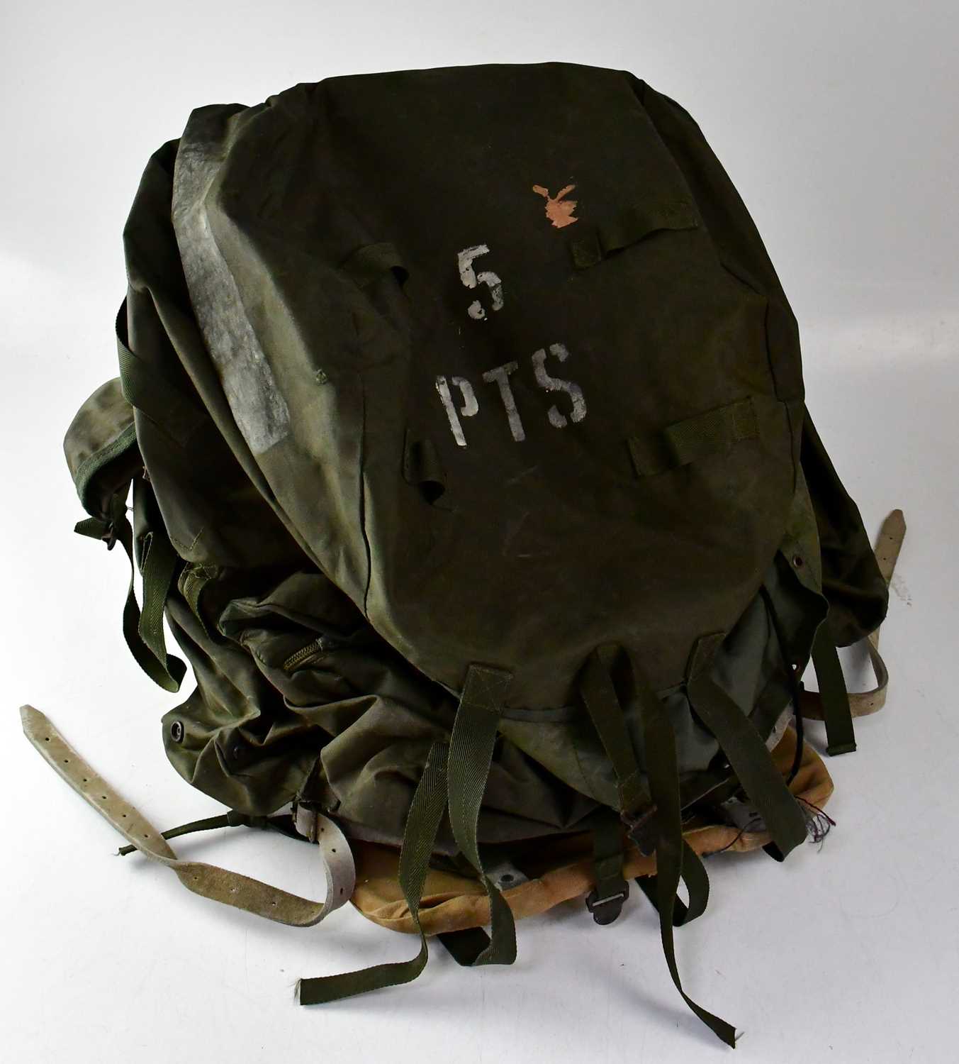 Lot 615 - A 1970s military issue rucksack with black