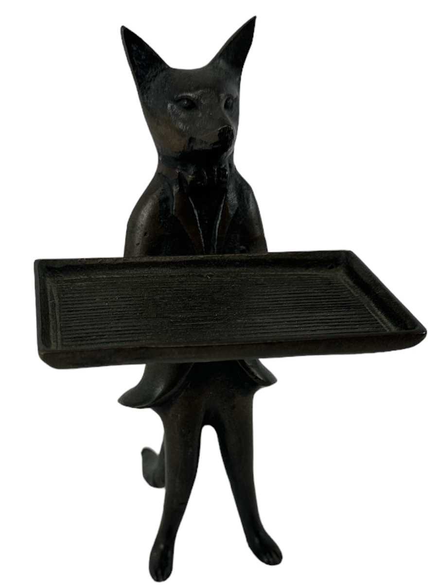 Lot 572 - A bronze novelty model of a fox waiter