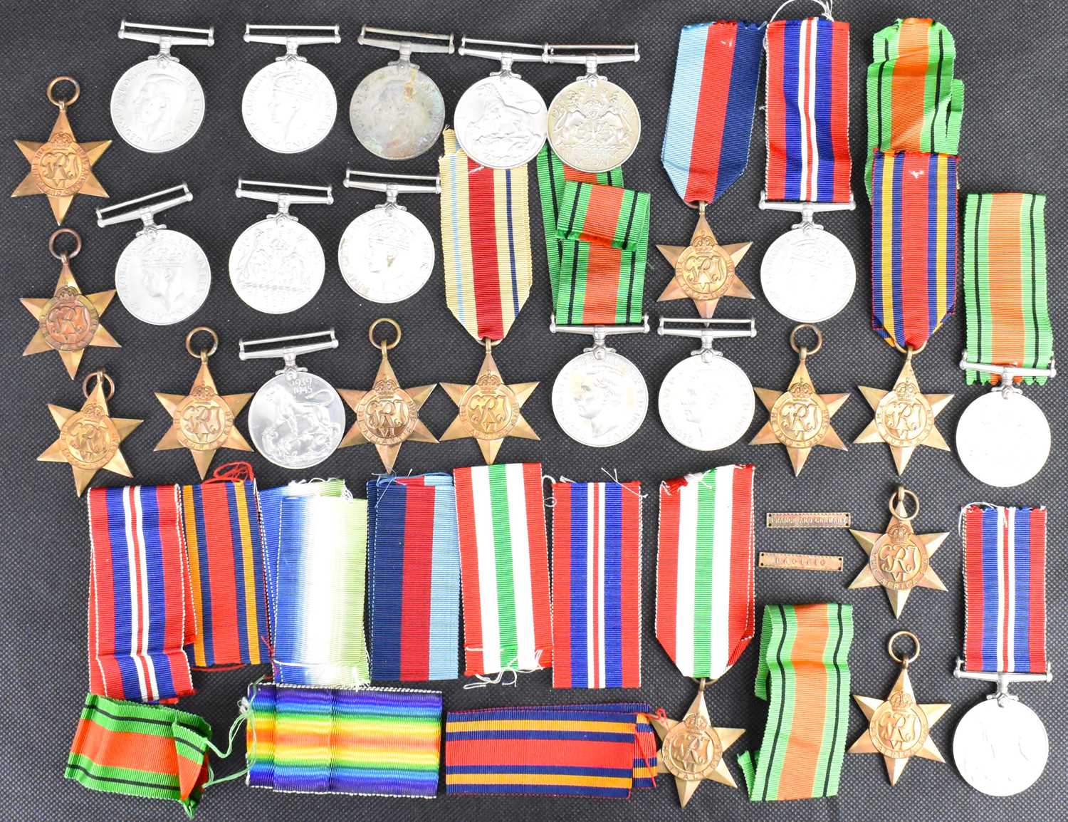 Lot 594 - Various WWII medals and ribbons with many