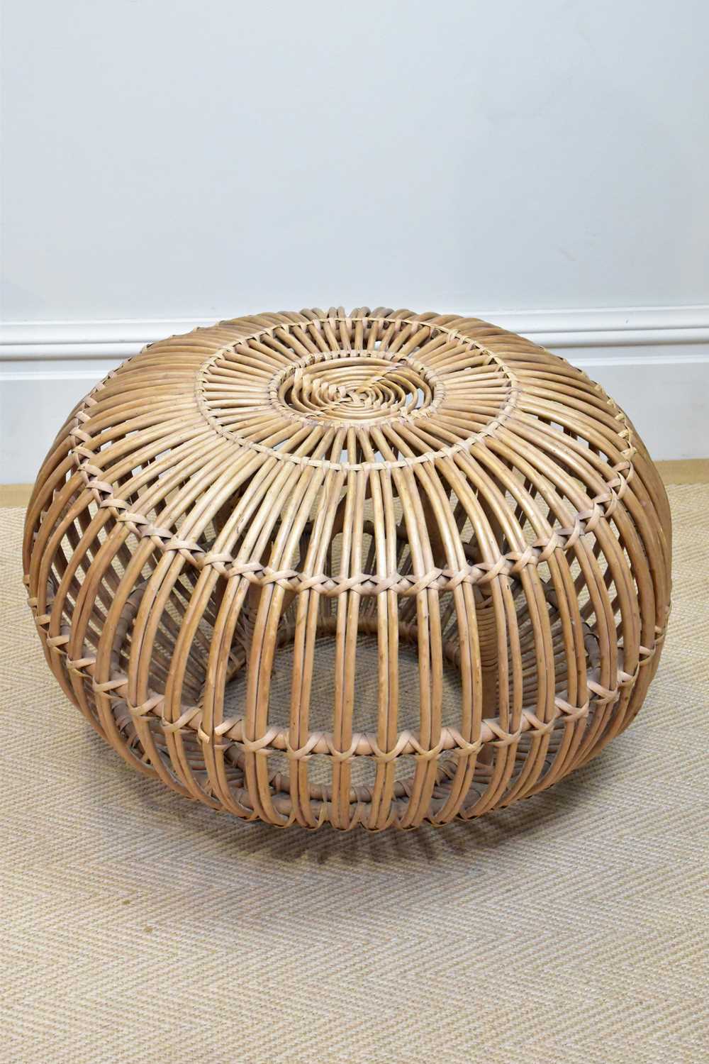 Lot 225 - FRANCO ALBINI; a wicker 'lobster pot' stool,