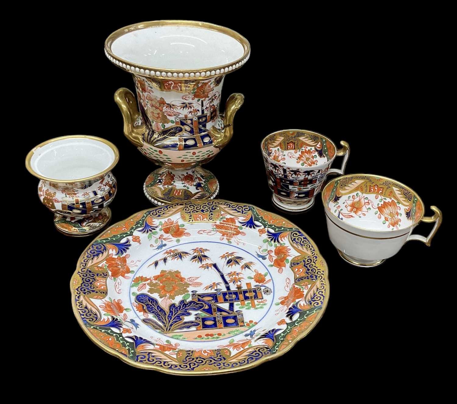 Lot 600 - SPODE; a 19th century Imari decorated twin
