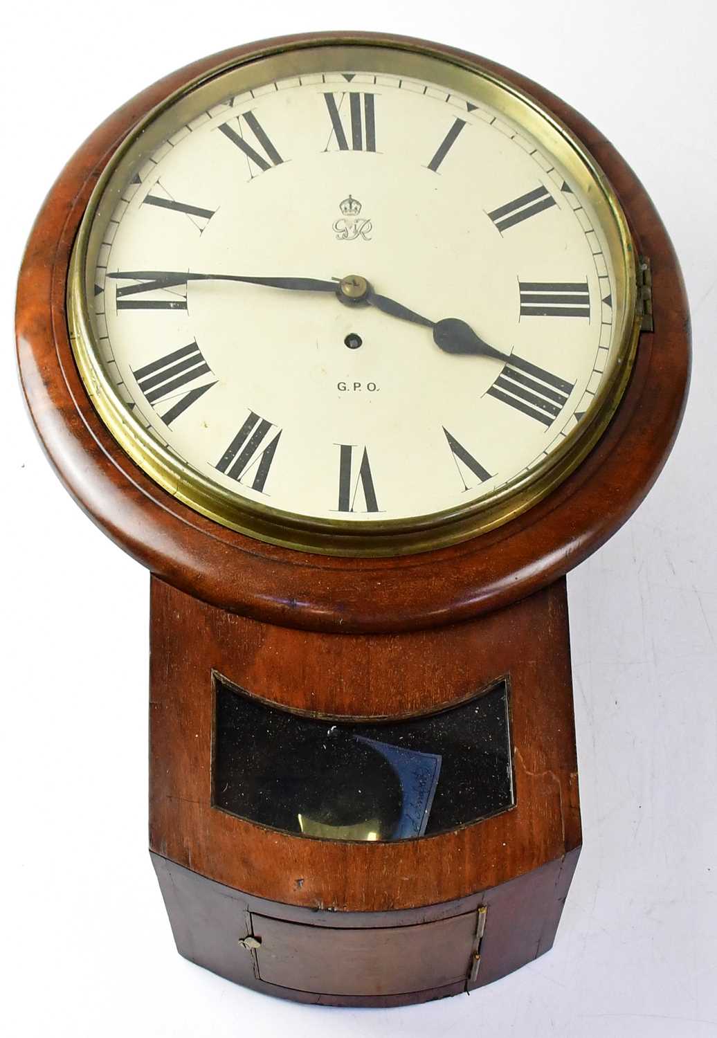 Lot 146 - A walnut cased G.P.O. drop-dial wall clock